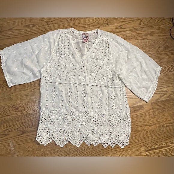 Johnny Was | Tops | Johnny Was Cream White Lace Blouse Oversized | Poshmark